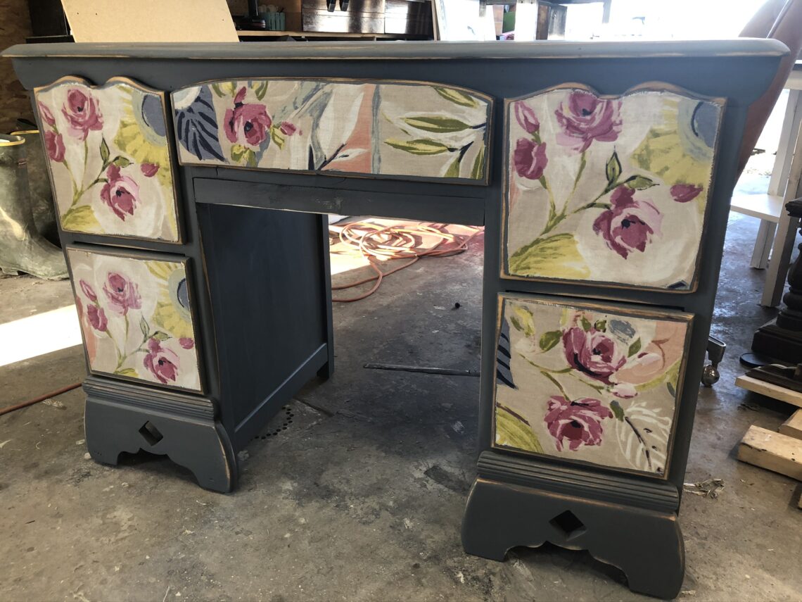 Desk Makeover with Fabric! – Flippin Furniture